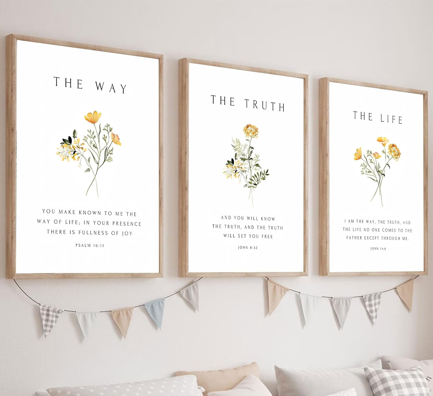 Christian Nursery Canvas Wall Art Pictures Bible Verse Floral Posters ...