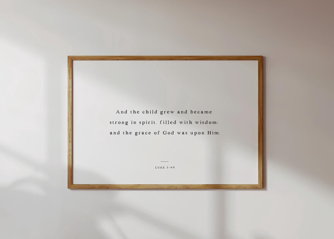 Christian Nursery Luke 2 40 Bible Verse Scripture Neutral Modern Home ...
