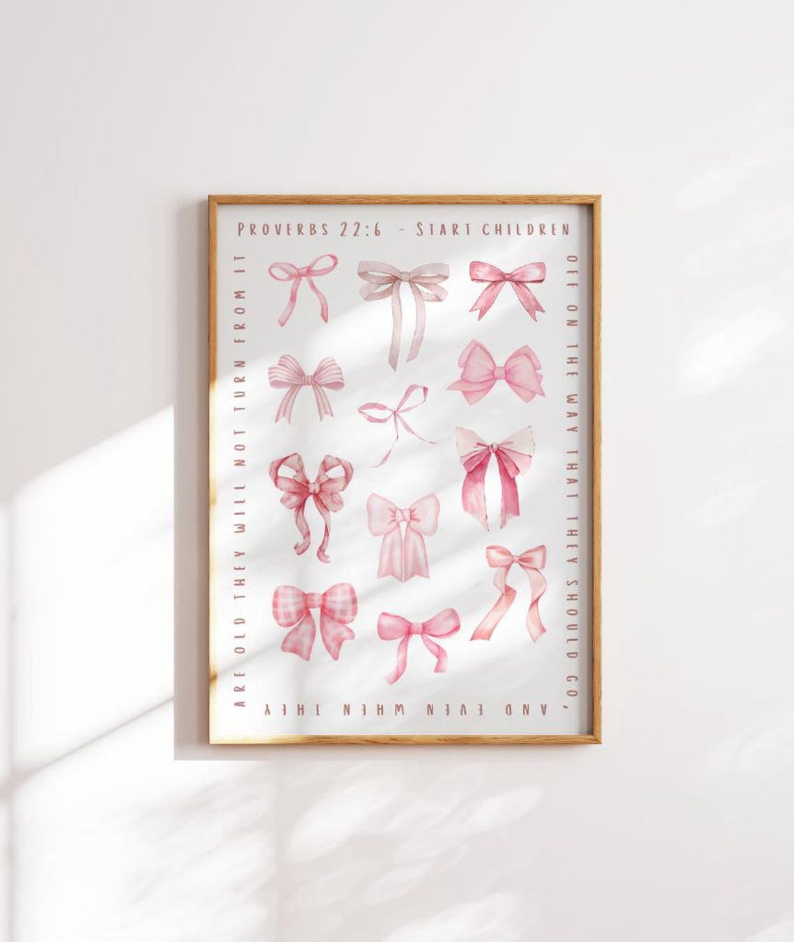 Christian Nursery Pink Bows Wall Art, Unframed Paper Poster 11x14in ...