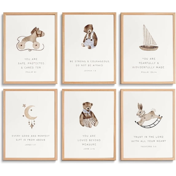 Christian Nursery Wall Art Prints Set of 6 Kids Bible Verse ...