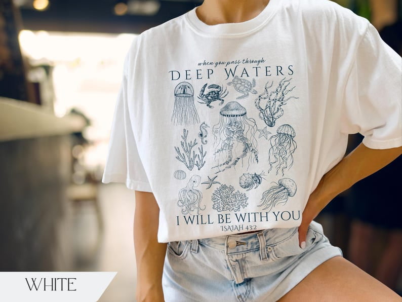 Christian Ocean Animal Shirt, Coastal Sea Life Tshirt, Trendy Beachy ...