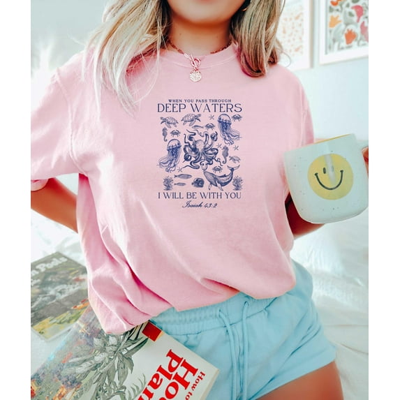 Christian Ocean Shirt,Beachy Tee,Deep Waters T-Shirt,Seashells ...