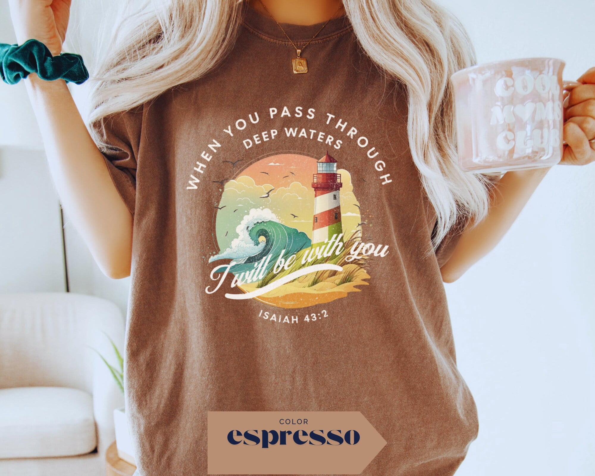 Christian Ocean Shirt Isaiah 43 2 Bible Verse TShirt Ocean Beach ...
