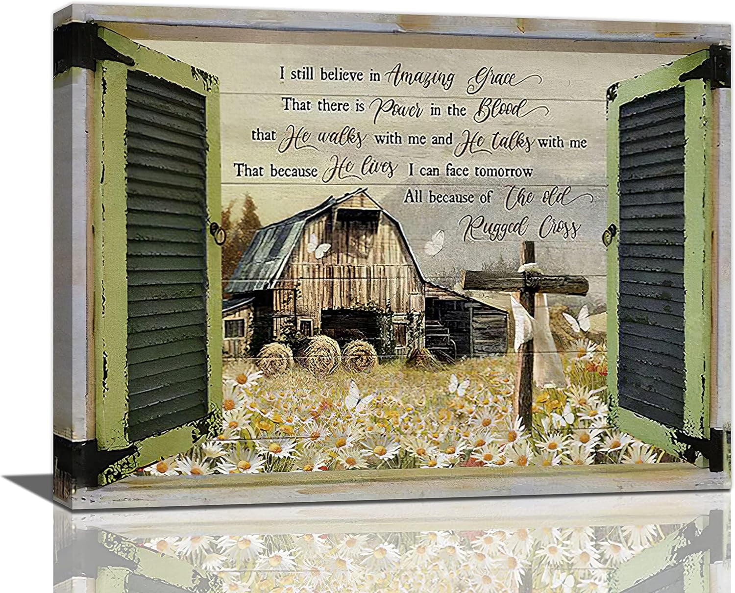 Christian Old Barn Cross Wall Art Bible Verses Inspirational Quotes ...