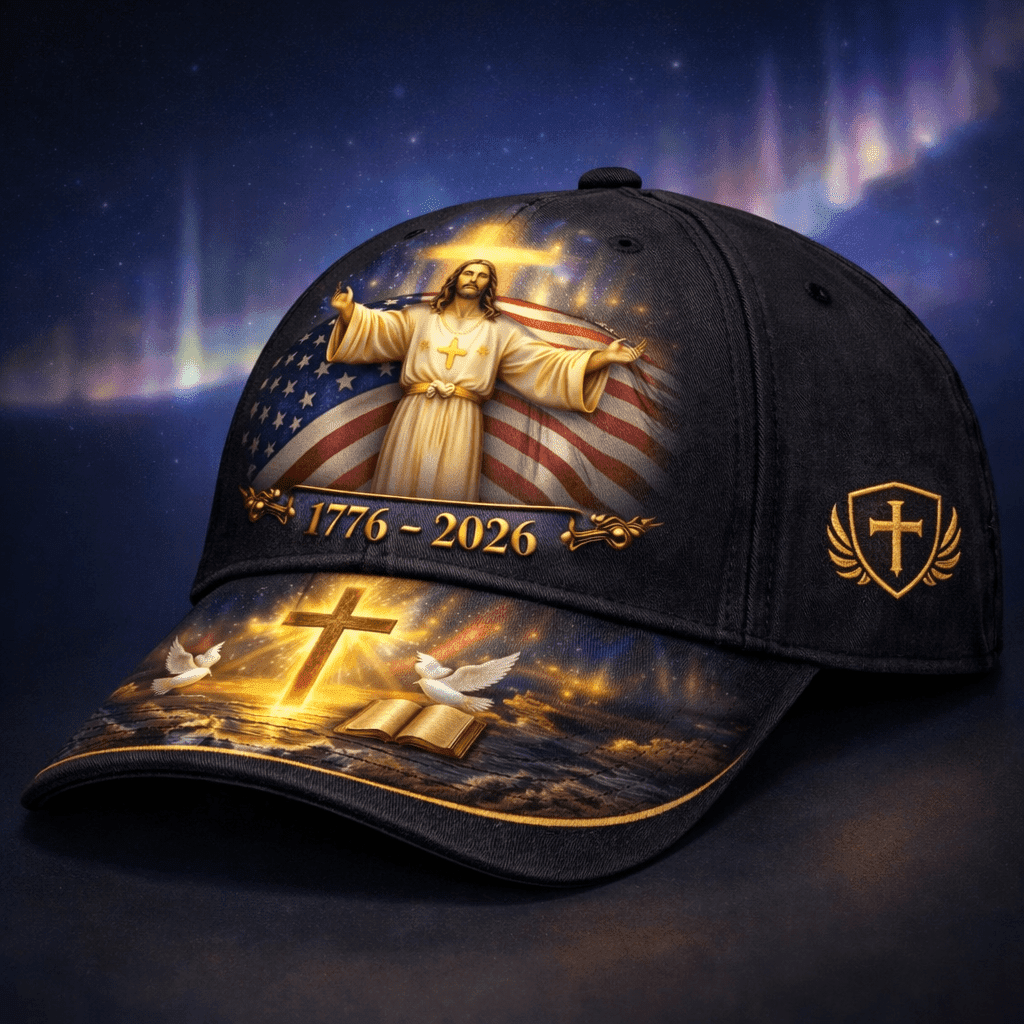 Christian Patriotic Baseball Cap Jesus America Faith 1776 2026 One ...