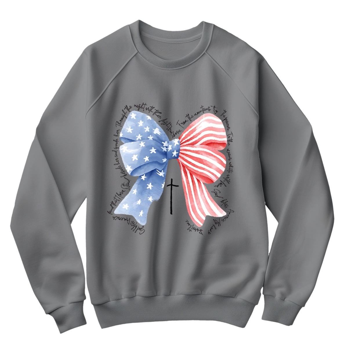 Christian Patriotic Bow Sweatshirt for Women - American Flag Stars ...