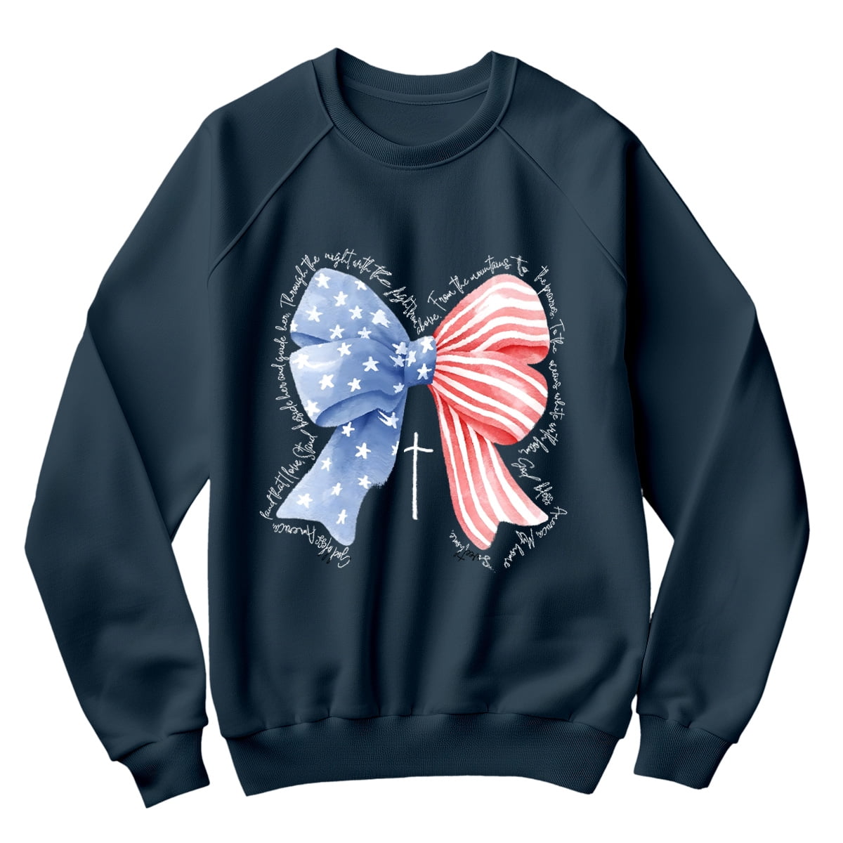 Christian Patriotic Bow Sweatshirt for Women - American Flag Stars ...