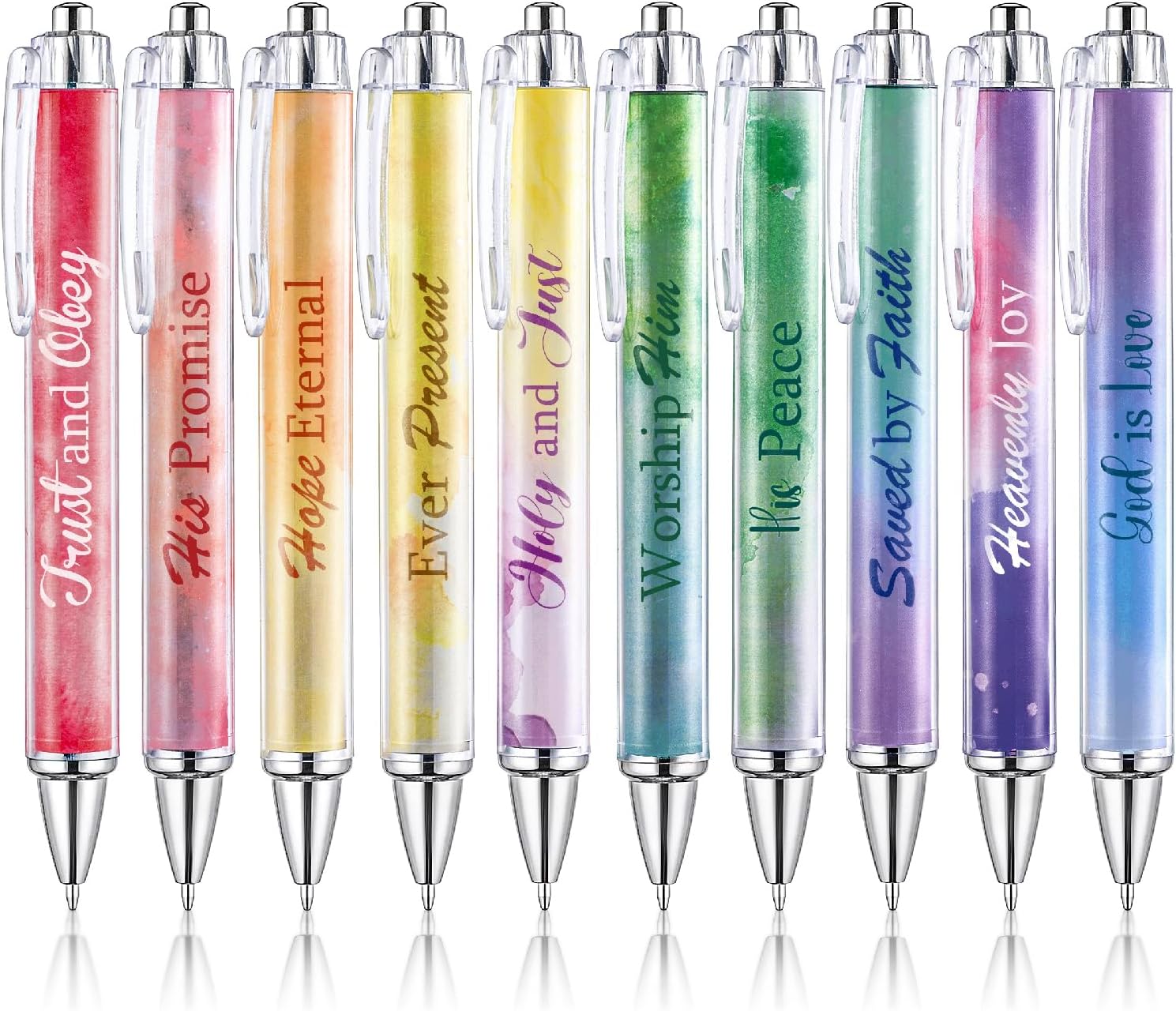 Christian Pen Set, 10 Pack, Gradient Style, Black Ink, Bible Verse Pens ...