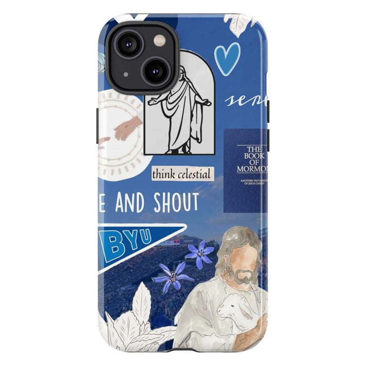 Christian Phone Case, Think Celestial Blue Collage iPhone Cover ...