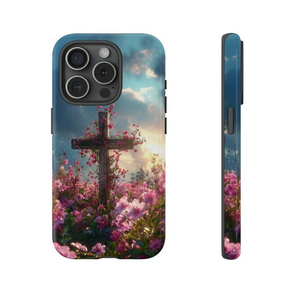 Christian Pink Floral Wildflower Morning Flower Cross Case for iPhone ...