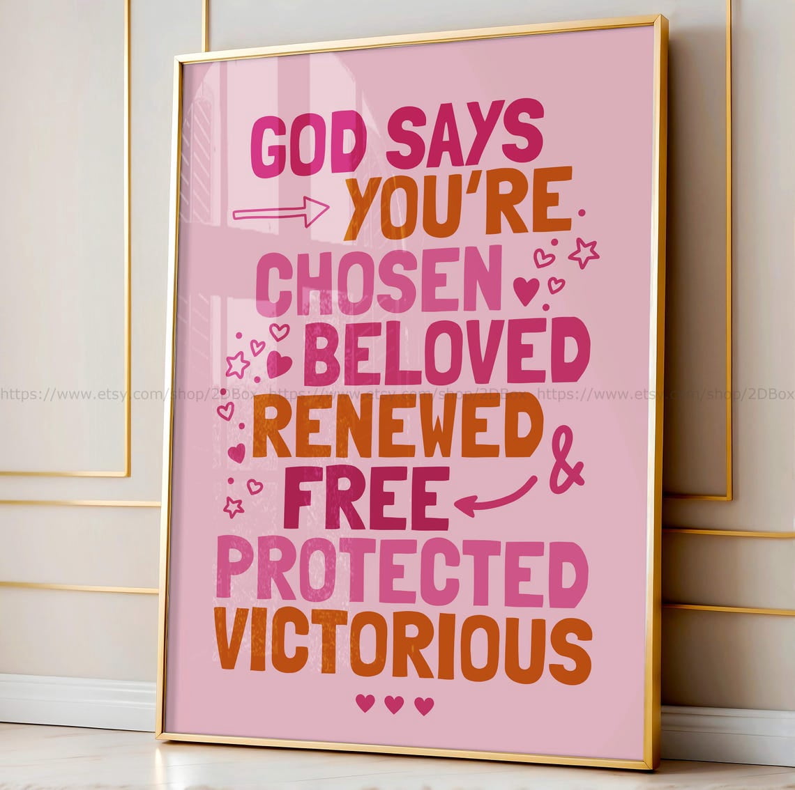 Christian Pink Orange Poster, Funky Bible Wall Art, Unframed Paper ...