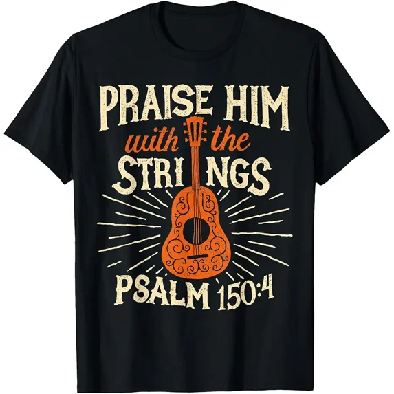 Christian Praise Him Guitar Musician Unisex Short Sleeve Graphic T ...