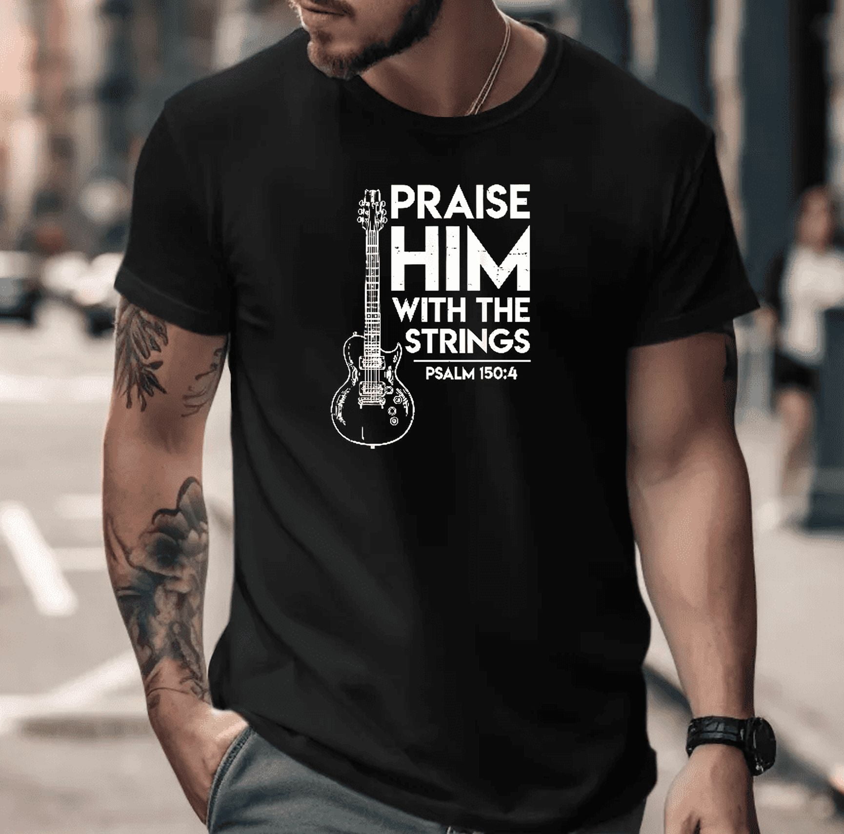 Christian Praise Worship Quote Faith Inspired Electric Guitar Graphic Unisex T-Shirt V90098, up ...