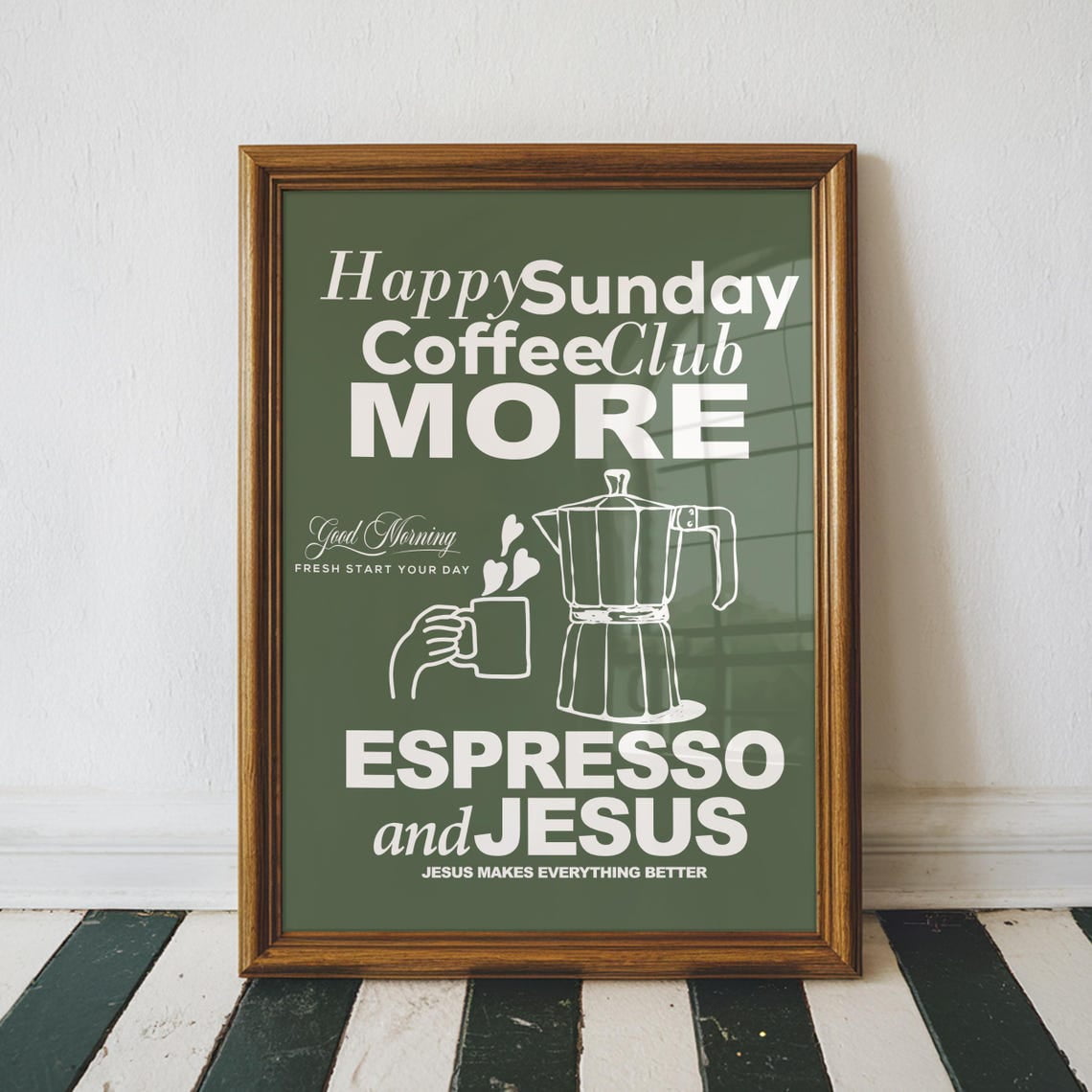 Christian Print Coffee And Jesus Typography Poster Christian Wall Art ...