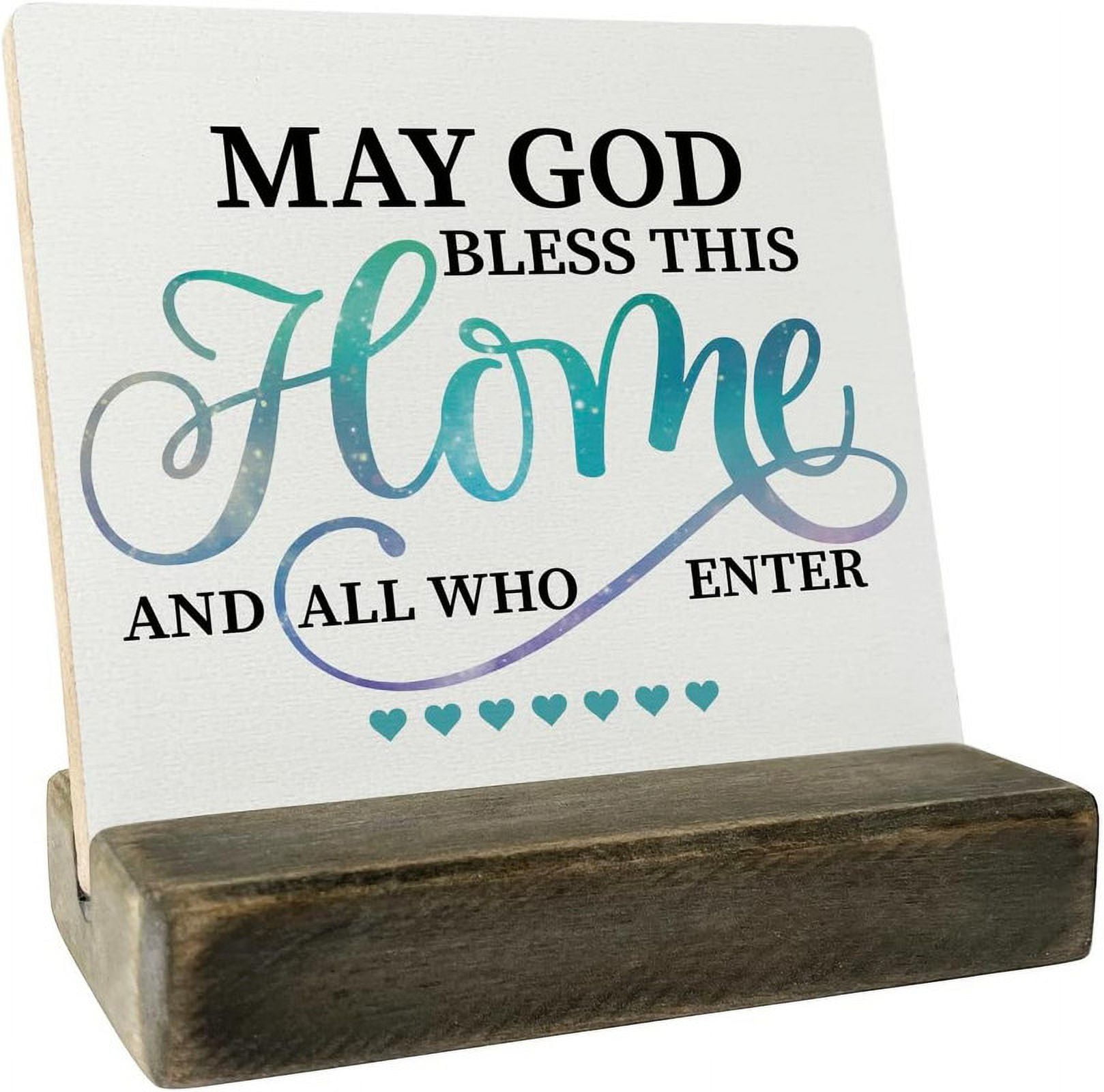 Christian Quote Wood Plaque, May God Bless This Home And All Who Enter ...