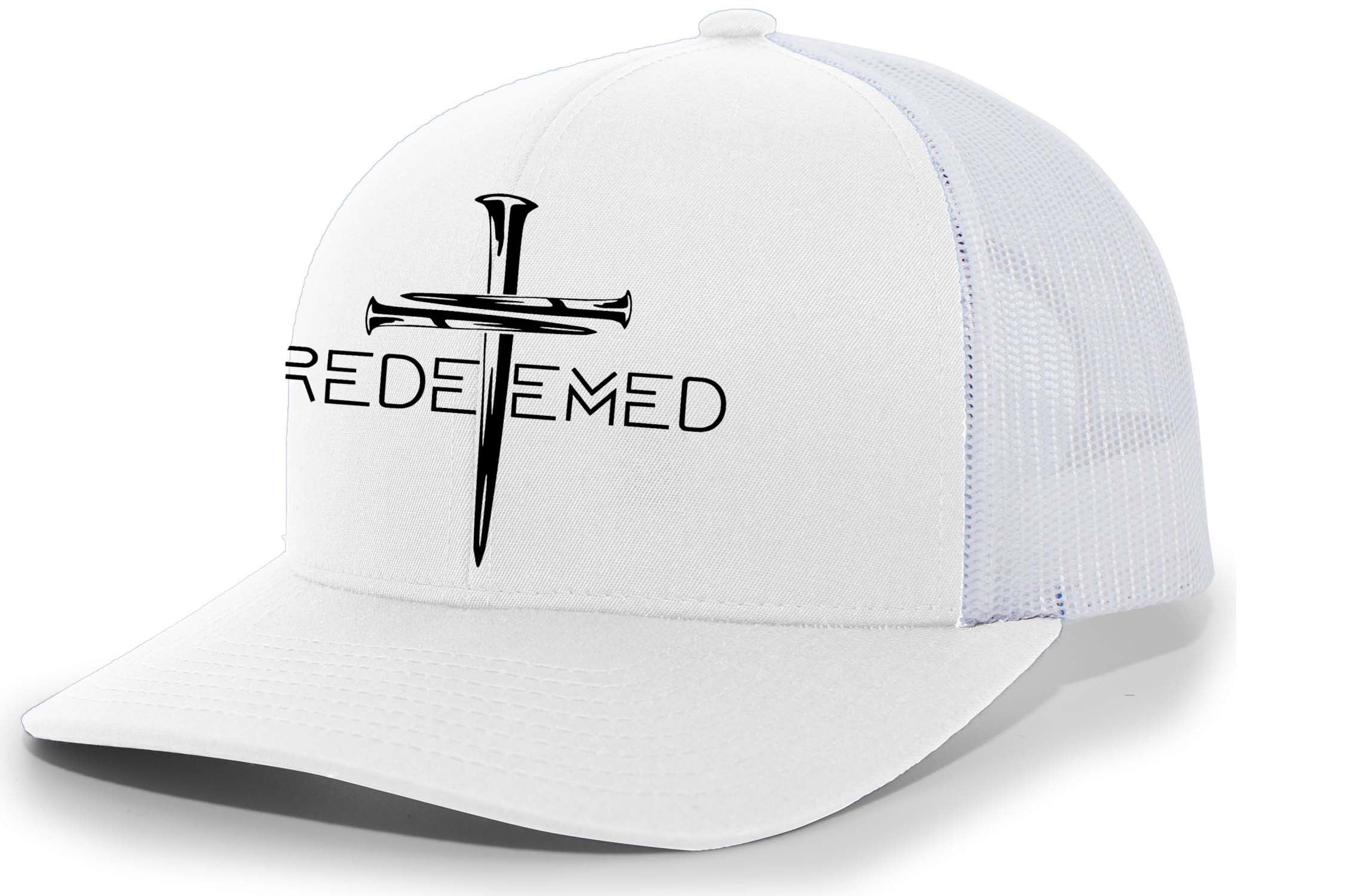 Christian Redeemed Cross Nails Mens Embroidered Mesh Back Trucker Hat ...