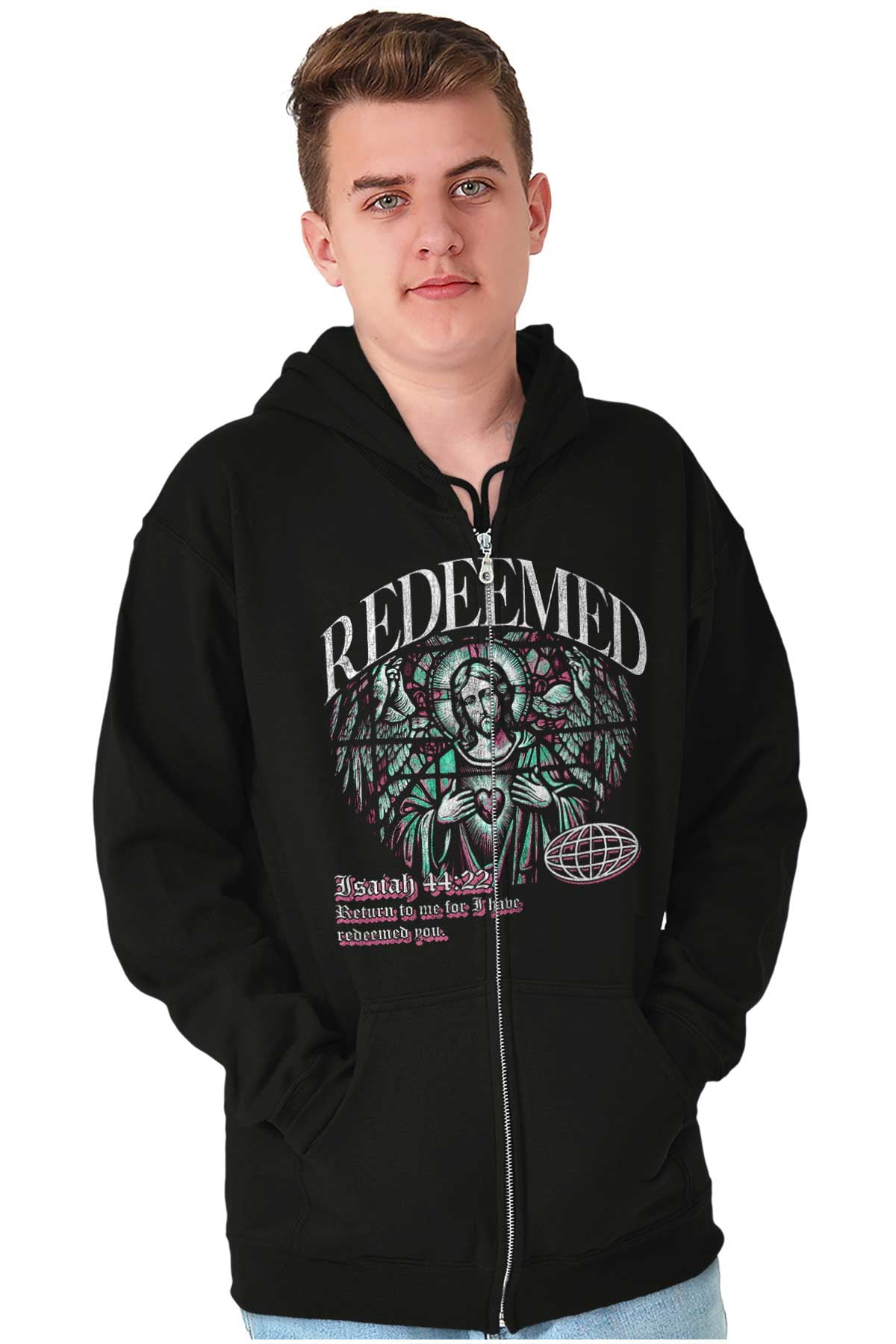 Christian Redeemed Guardian Angel Zip Up Hoodie Men's Women's Brisco ...