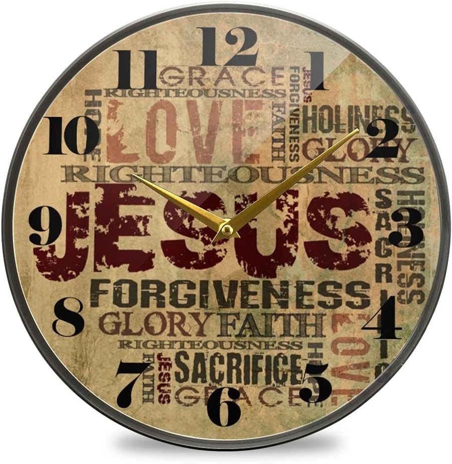 Christian Religious Bible Verse Jesus Words with Cross Wall Clock ...