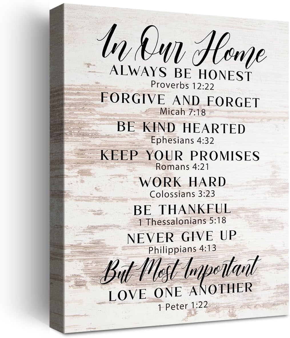 Christian Religious Canvas Wall Art,In Our Home Always Be Honest ...