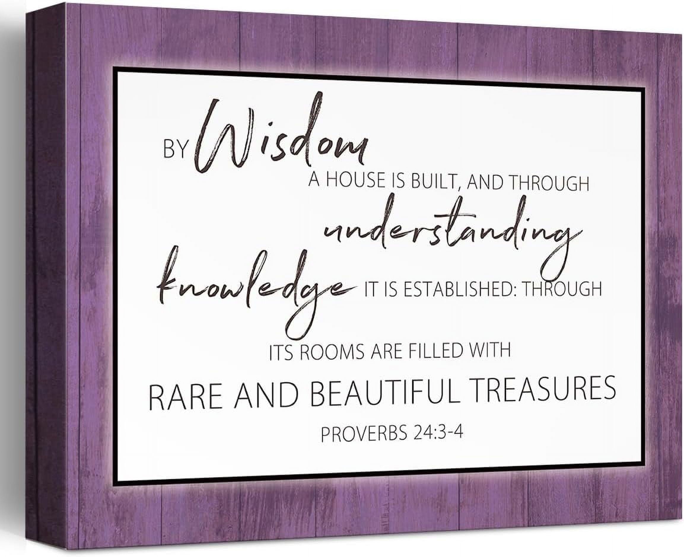 Christian Religious Canvas Wall Art,Proverbs 24 3-4 Wall Art,By Wisdom ...
