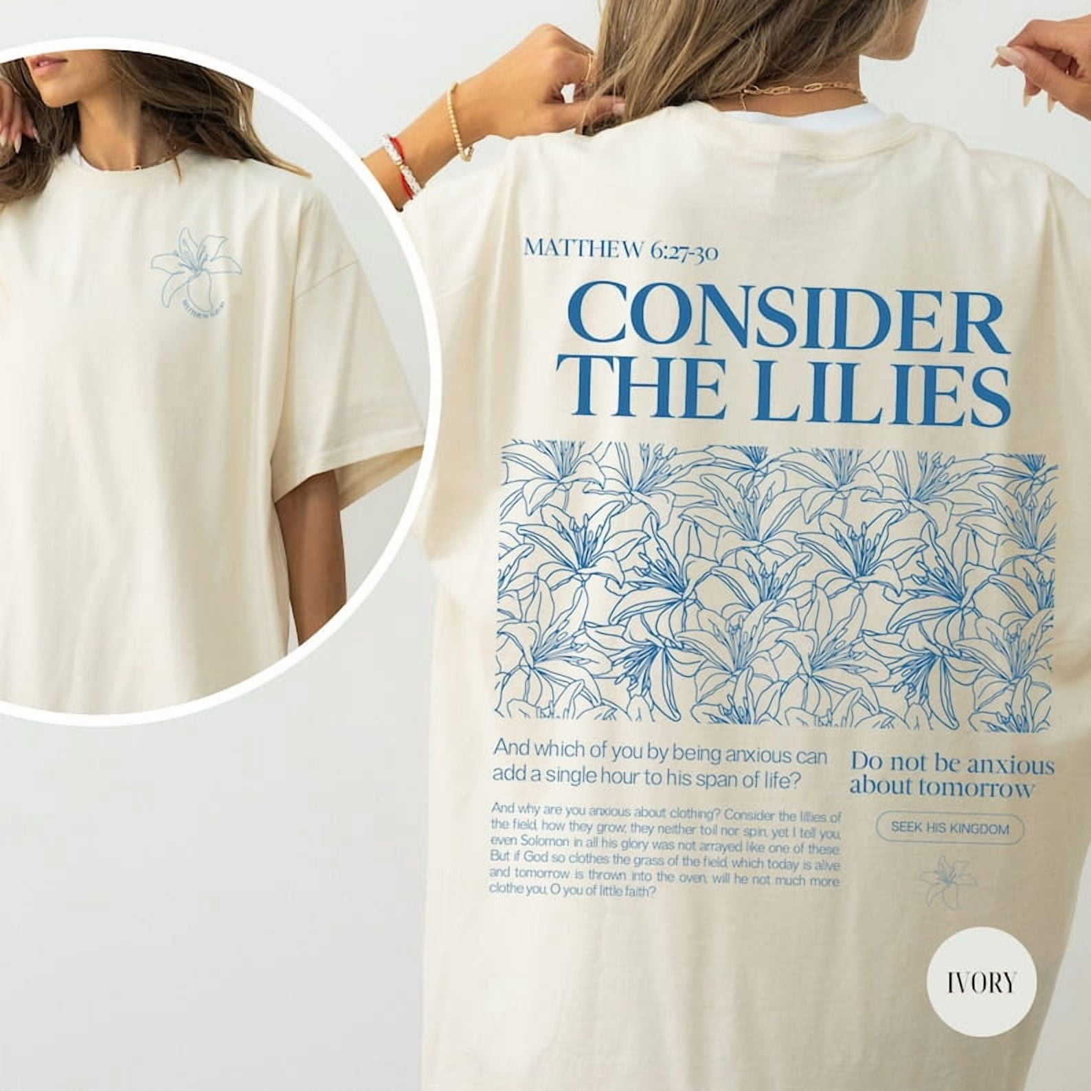 Christian Religious Comfort Color Shirt Consider the Lilies Matthew 6: ...