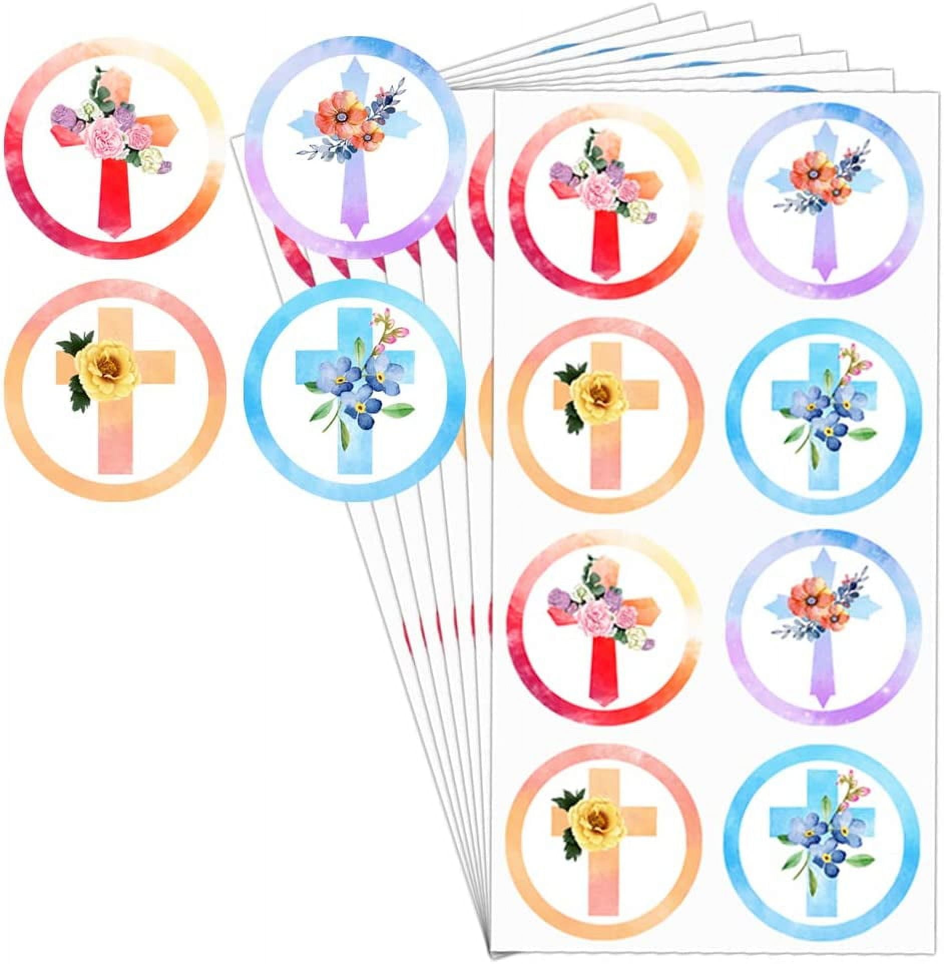 Christian Religious Decals Stickers 1.5inch Floral Crossing Faith ...