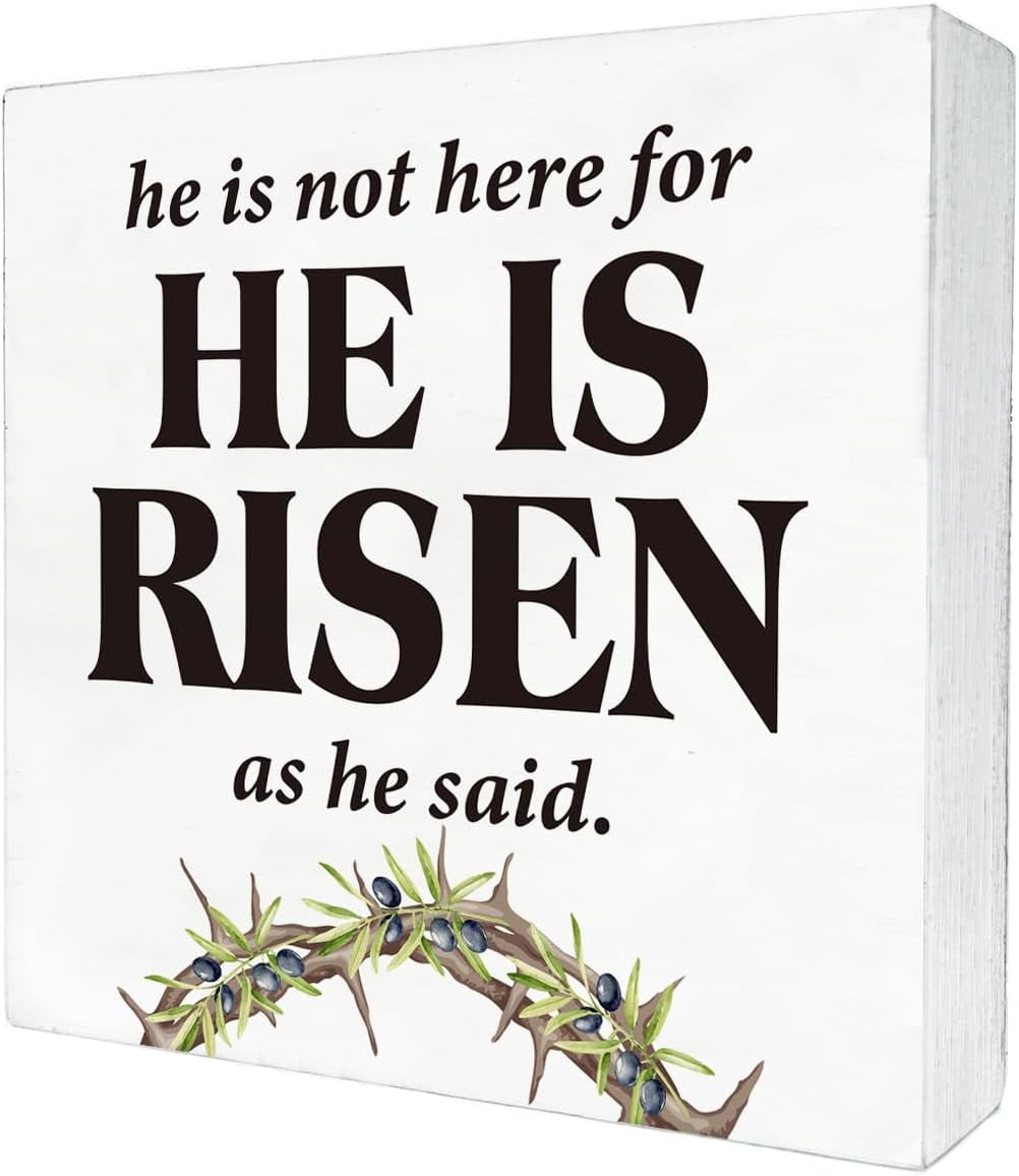 Christian Religious Decorations Easter Bible Verse Desk Decor He Is ...