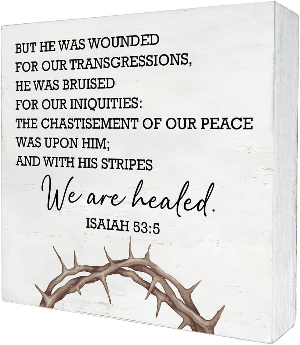 Christian Religious Decorations Inspirational Bible Verse Wood Box Sign ...