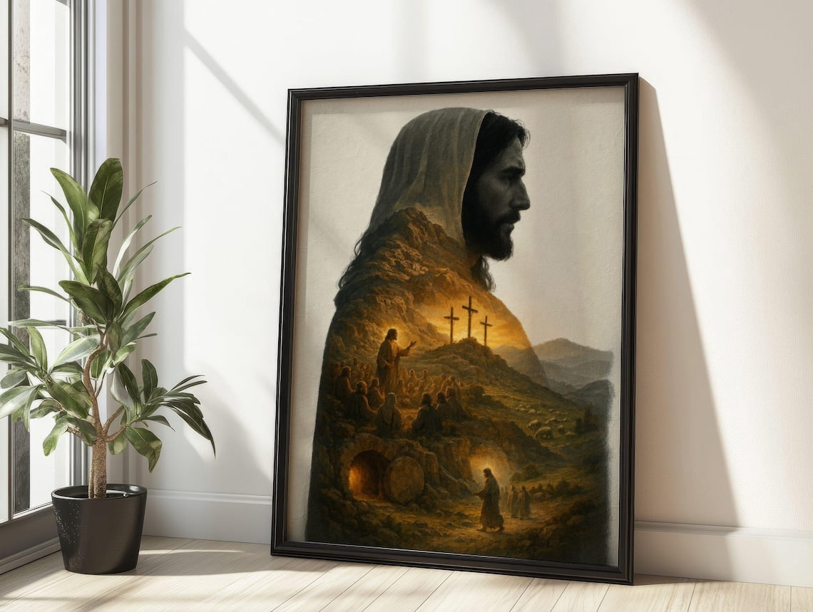 Christian Resurrection Art Jesus Path of Redemption Poster, Unframed ...