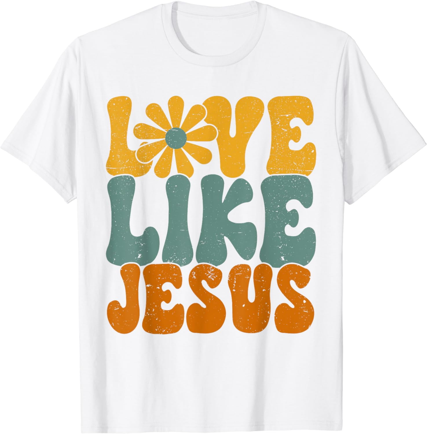 Christian Retro Love Like Jesus Religious Faith God 70s T-Shirt ...