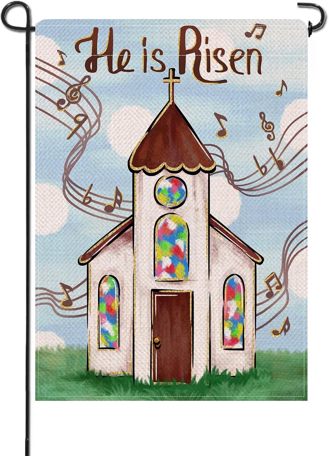 Christian He is Risen Easter Church Small Decorative Garden Flag ...