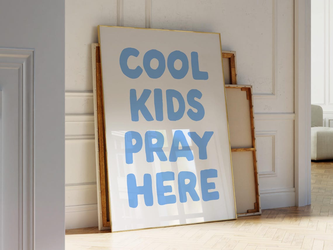 Christian Room Wall Art, Sunday School Print, Soft Blue Bible Wall Art ...
