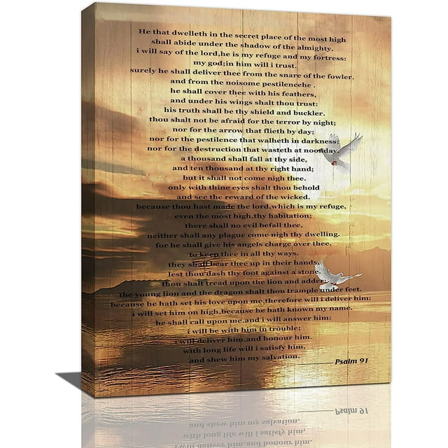 Christian Scripture Wall Art Farmhouse Psalm 91 Wall Decor Country ...
