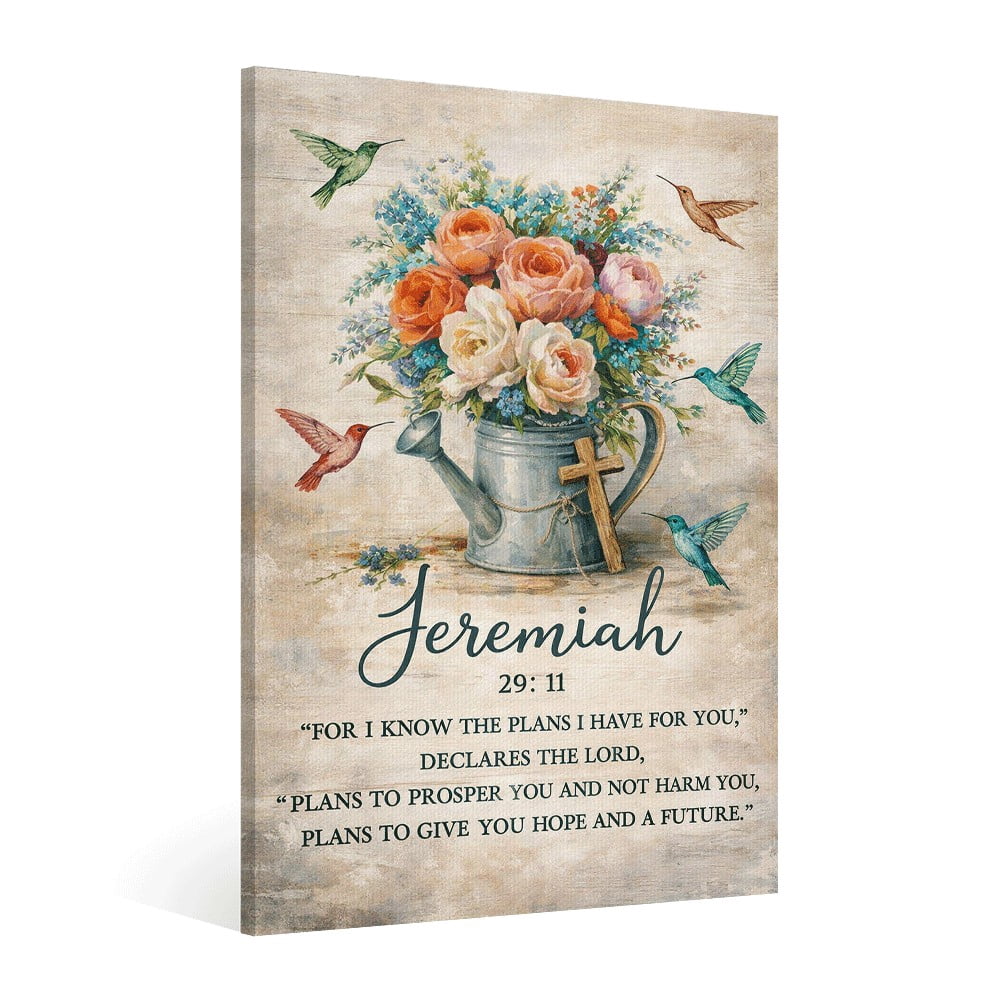 Christian Scripture Wall Art, Jeremiah 29:11 Watercolor Flower ...