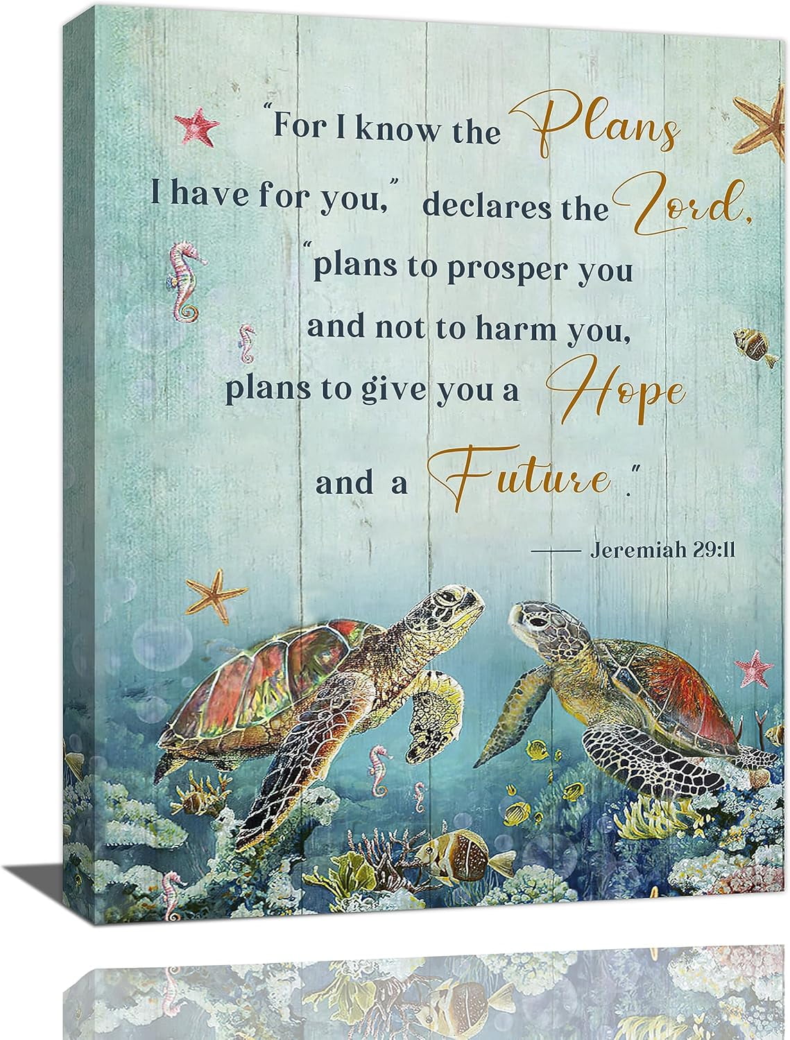 Christian Sea Turtle Wall Art Turtle Scripture Beach Wall Decor Country ...