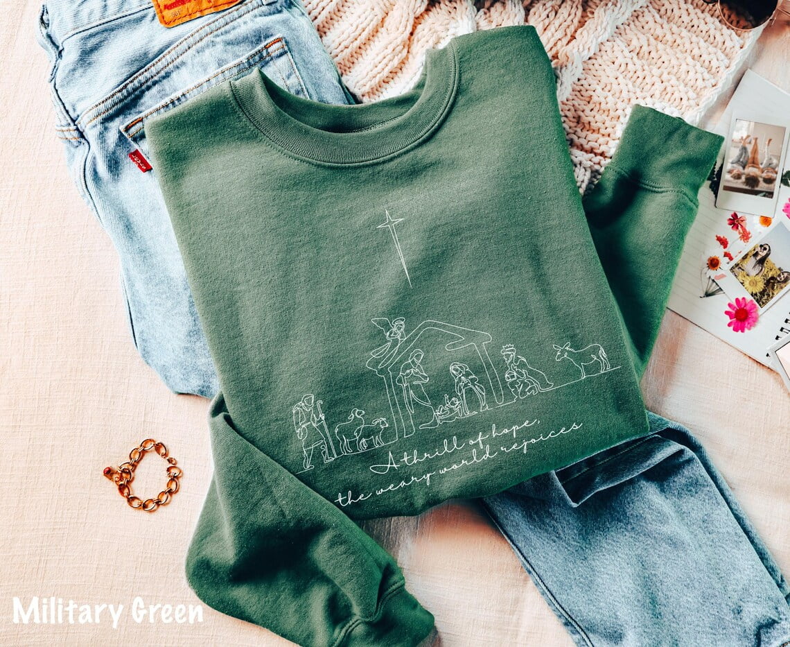 Christian Season Sweatshirt, Nativity Scene Sweater, Season Jesus ...