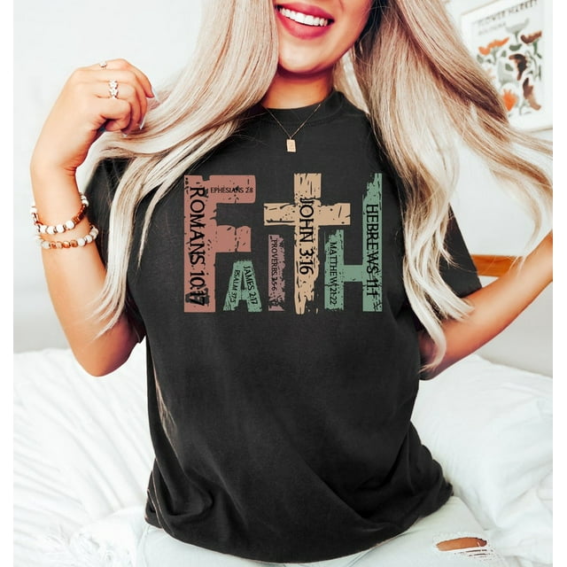 Christian Shirt, Bible Verse T-Shirt, Religious Outfit, Retro Faith T Shirt, Christian Cross ...