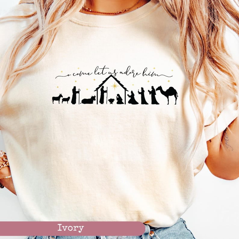 , Christian Shirt, Christian Christ Graphic Tee, Nativity Scene Shirt ...