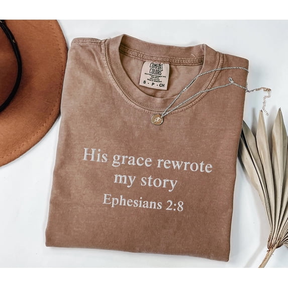 Christian Shirt, His Grace Rewrote My Story, Embroidered Shirt, Faith ...