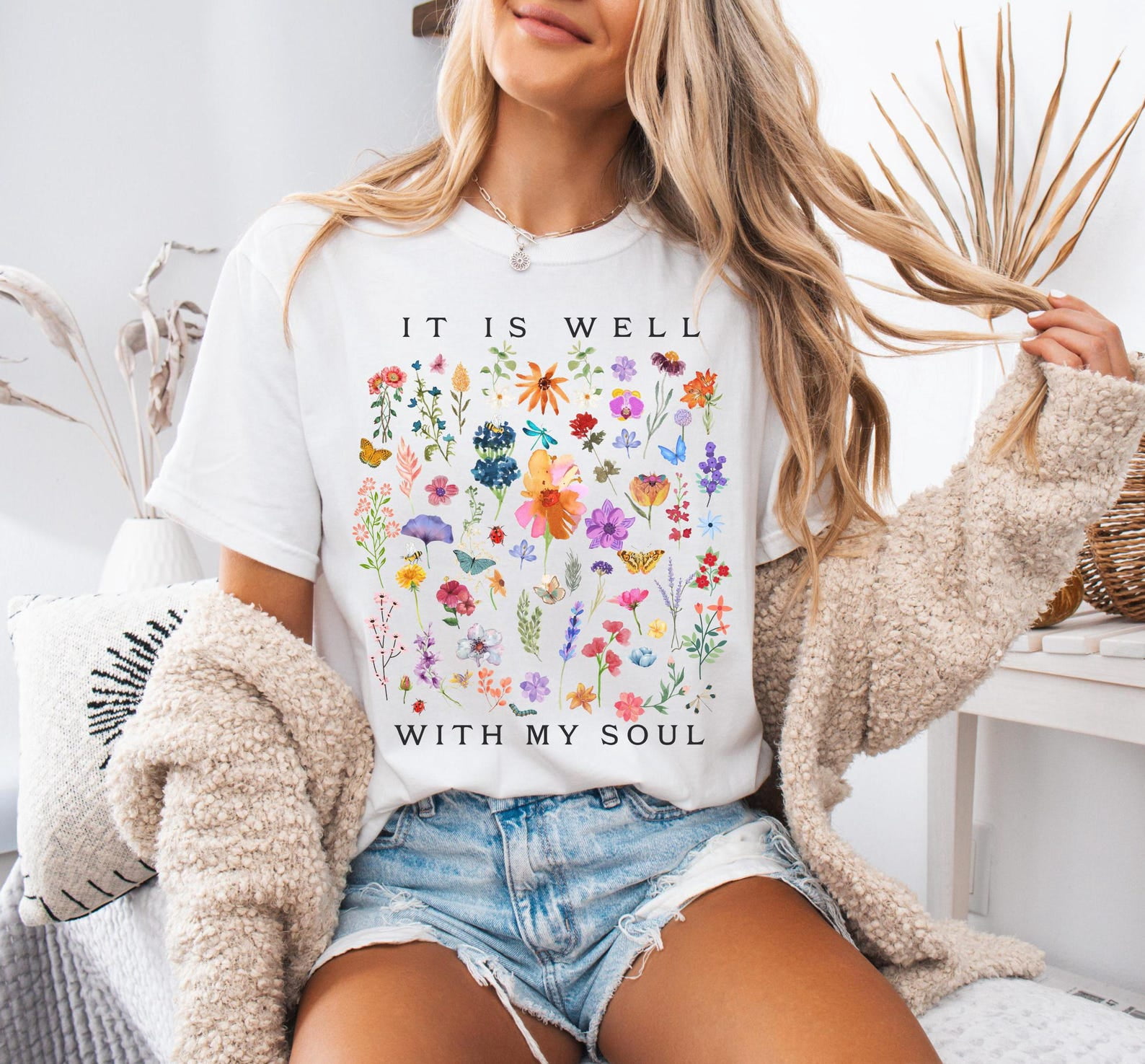 Christian Shirt, It is Well Within My Soul Floral Religious Women ...