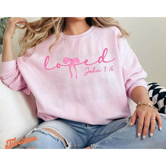 Christian Shirt - Loved John 3:16 Cute Bow Shirt - Women Christian ...