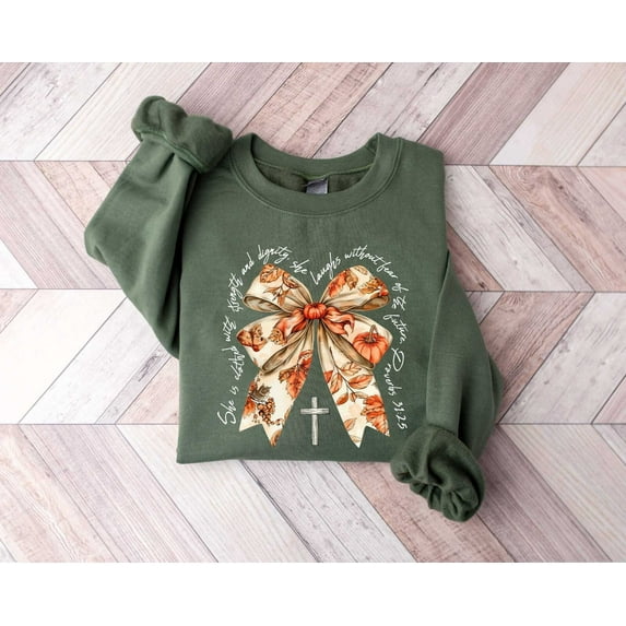 Christian Shirts, Bible Verse Pink Bow Sweatshirt, Coquette Christian ...