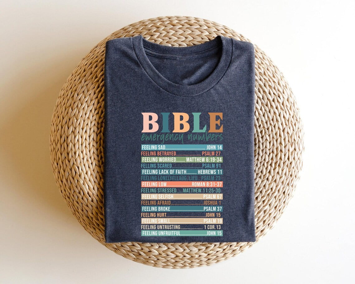Christian Shirts Bible Verse Tshirt, Bible Emergency Numbers, Scripture ...