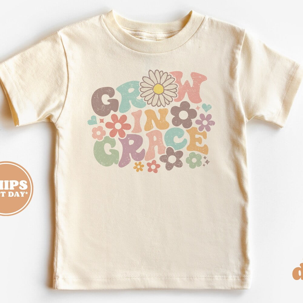 Christian Shirts For Kids - Grow In Grace Flower Shirt - Jesus Pink ...