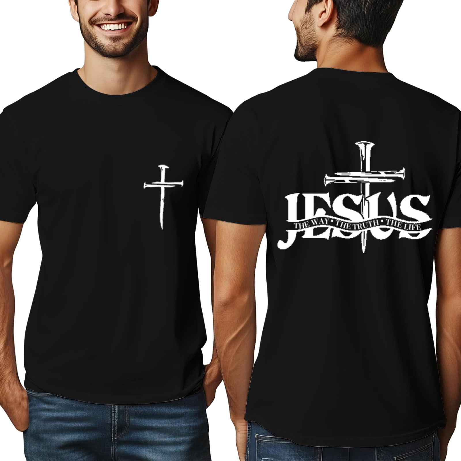 Christian Shirts for Men：Faith Cross Printed T-Shirts Christian Jesus ...