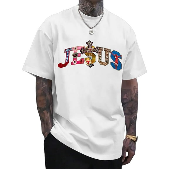 Faith Cross Christian Jesus Graphic Fashion Men Trendy Tee - Walmart.com