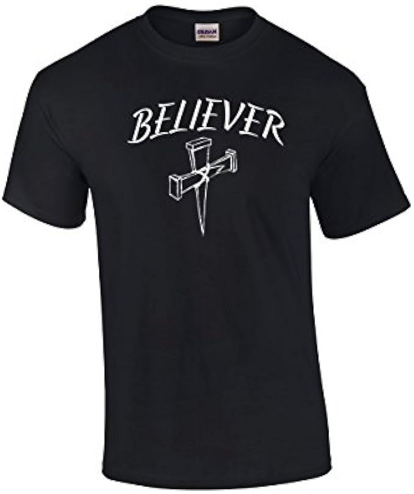 Christian Short Sleeve T-shirt Believer with Cross-Sportsgray-XXL ...