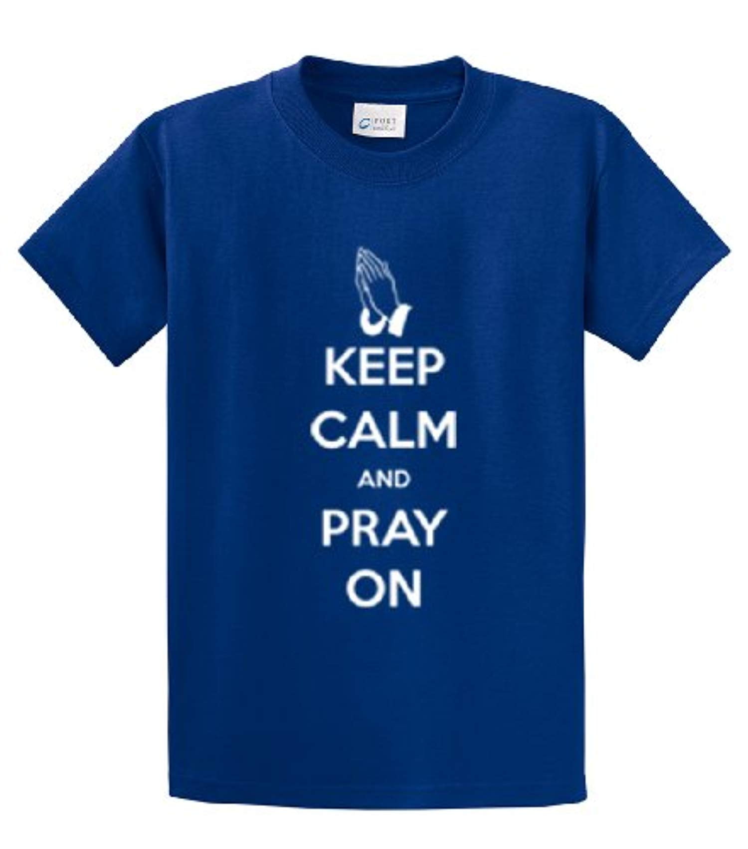 Christian Short Sleeve T-shirt Keep Calm and Pray On-Royal-Medium ...