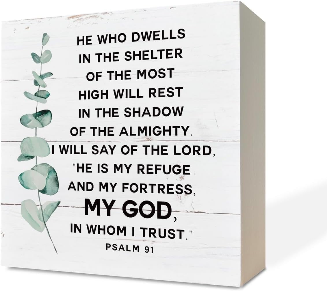 Christian Sign Scripture Decor Wooden Box Sign Desk Decor Farmhouse ...