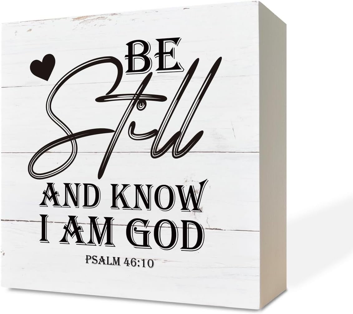 Christian Sign Scripture Decor Wooden Box Sign Desk Decor Psalm Be ...
